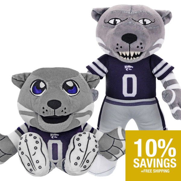Kansas State Willie the Wildcat Mascot Bundle: 10" Plush Figure & Kuri ...